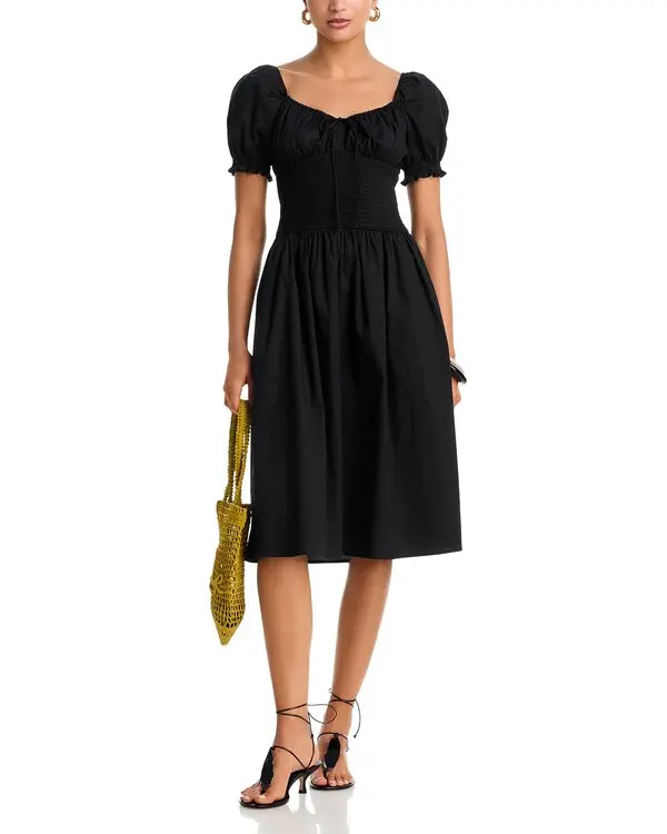 WAYF Gaia Shirred Midi Dress