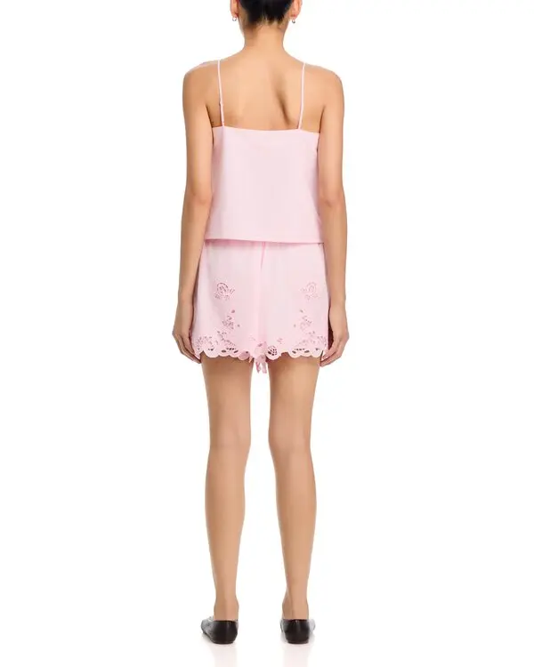 WAYF Embroidered Linen Shorts - Light Pink