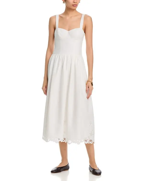 WAYF Somerset Midi Dress With Scalloped Hem
