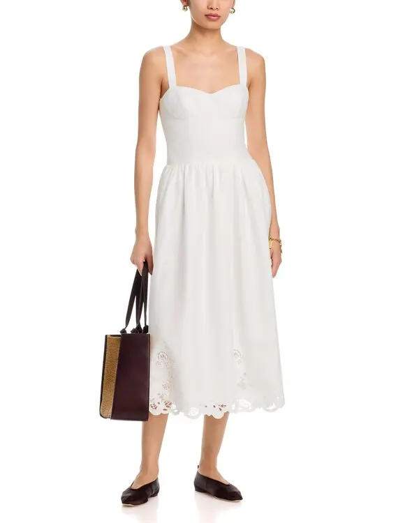 WAYF Somerset Midi Dress With Scalloped Hem