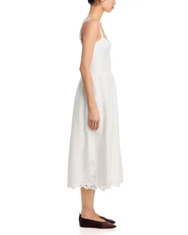 WAYF Somerset Midi Dress With Scalloped Hem