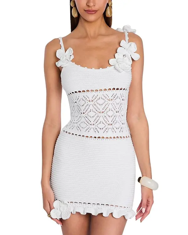 Retrofete Orleane Crochet Mini Dress - White
