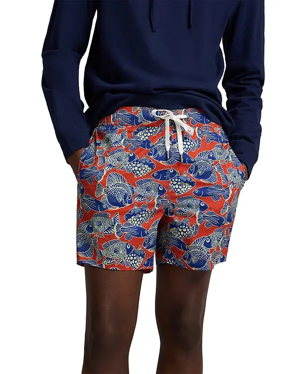 Onia Charles 5" Printed Swim Trunks - Orange Multi