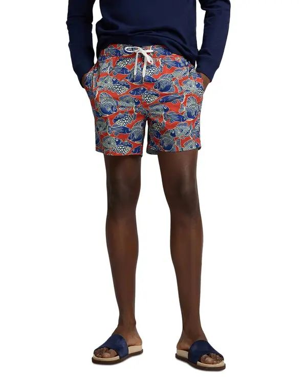 Onia Charles 5" Printed Swim Trunks - Orange Multi