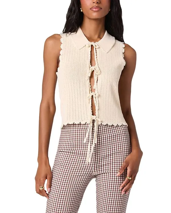 Astr The Label Blair Tie Front Sweater Top