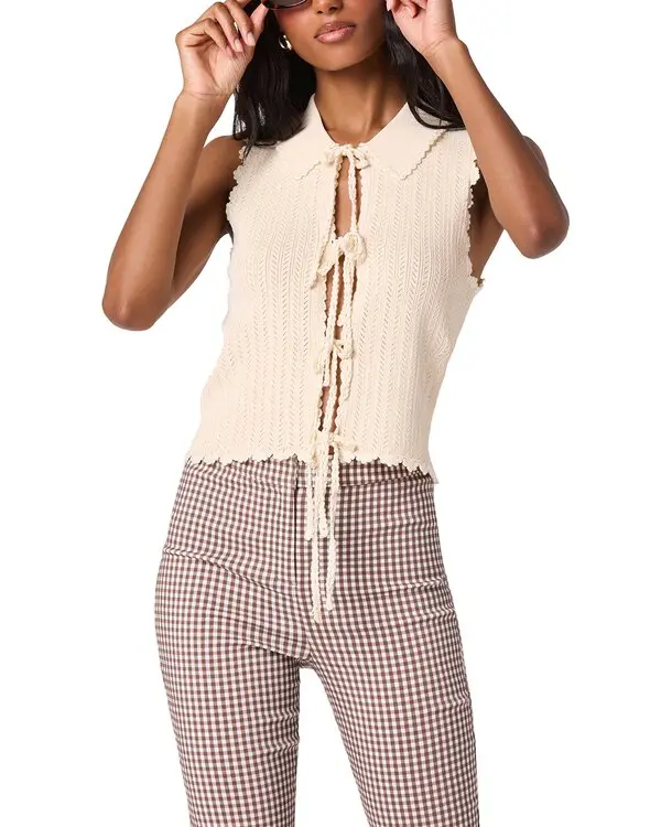 Astr The Label Blair Tie Front Sweater Top