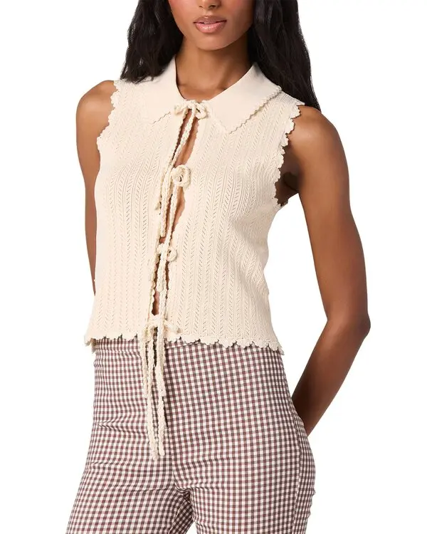 Astr The Label Blair Tie Front Sweater Top