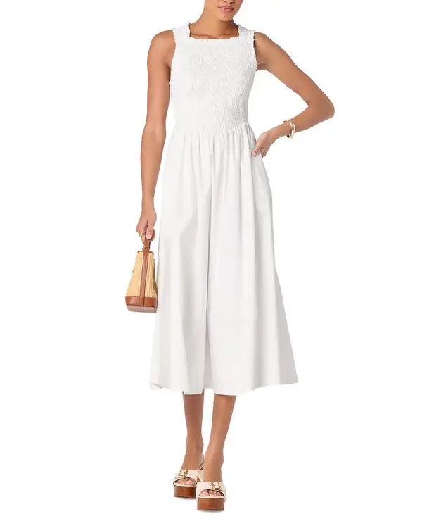 Astr The Label Shirred Square Neck Midi Dress