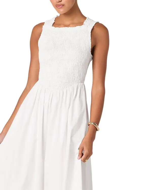 Astr The Label Shirred Square Neck Midi Dress