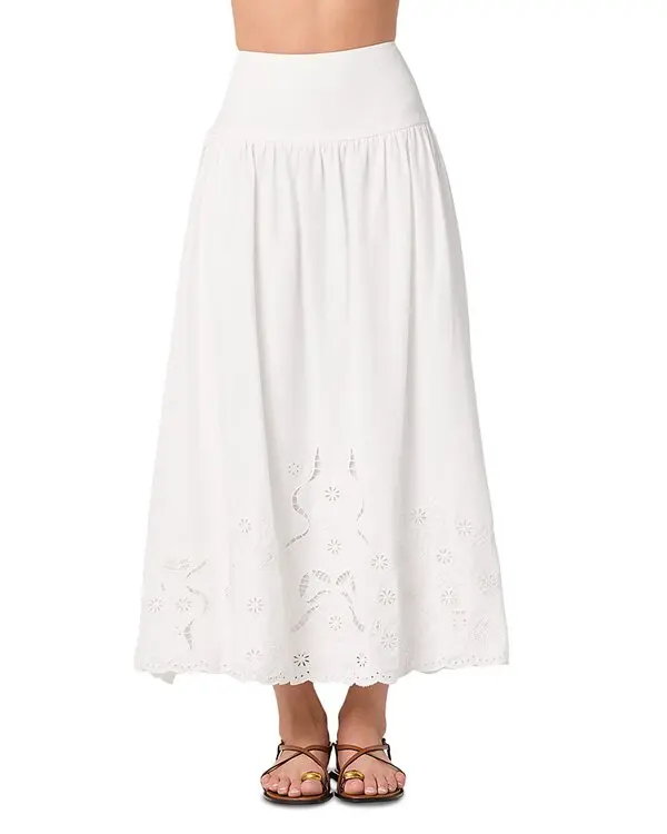 Astr The Label Stevie Eyelet Embroidered Maxi Skirt - White