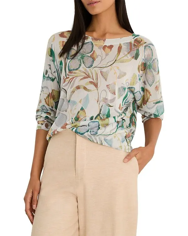 NIC+ZOE Luxe Sweater Floral Print Fine Knit