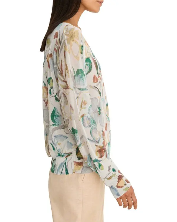 NIC+ZOE Luxe Sweater Floral Print Fine Knit