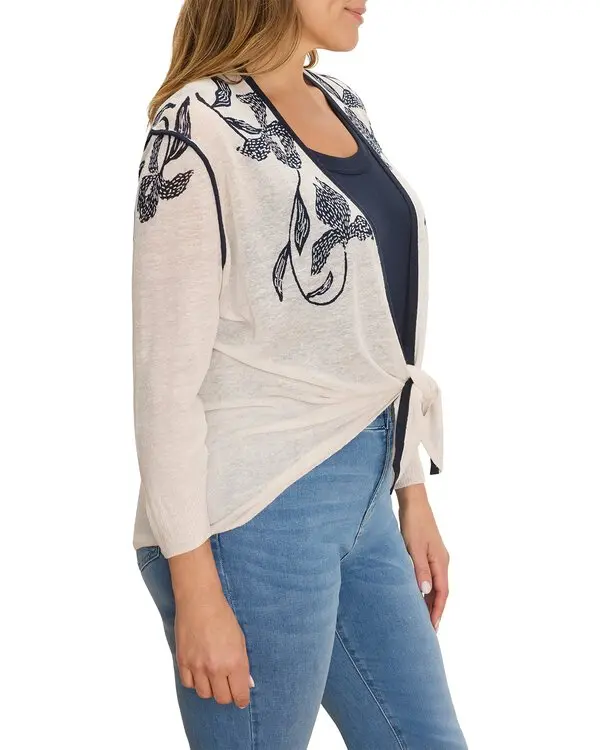 NIC+ZOE Embroidered Four-way Cardigan