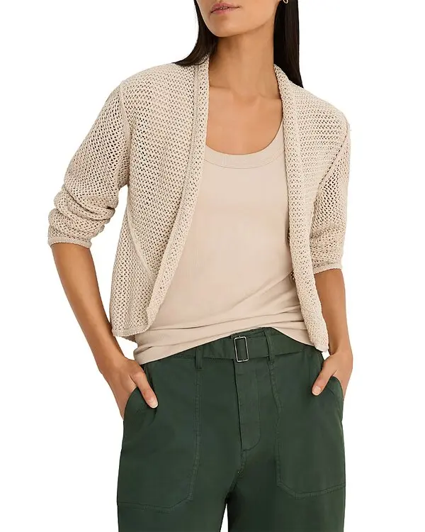 NIC+ZOE Mesh Cocoon Cardigan Sweater - Macadamia