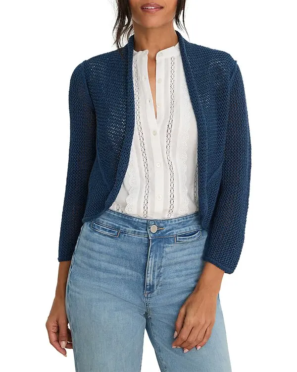 NIC+ZOE Mesh Cocoon Cardigan Sweater - Rich Indigo