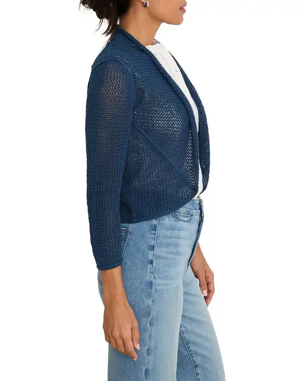 NIC+ZOE Mesh Cocoon Cardigan Sweater - Rich Indigo