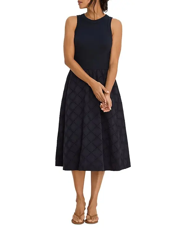 NIC+ZOE Diamond Eyelet Sophia Dress - Dark Indigo
