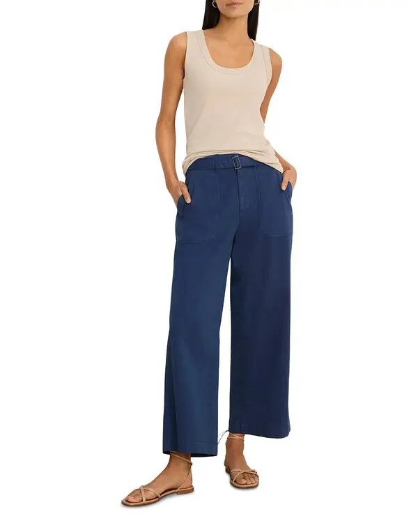 NIC+ZOE Belted Wide Leg Ankle Pants - Rich Indigo