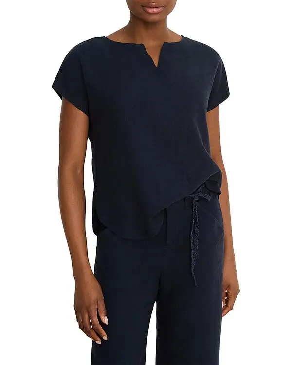 NIC+ZOE Rumba Split Neck Tee - Dark Indigo