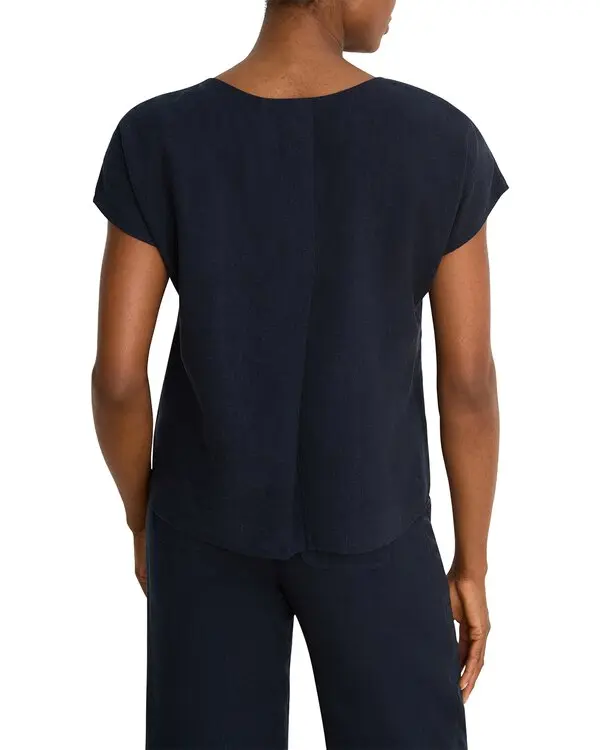 NIC+ZOE Rumba Split Neck Tee - Dark Indigo