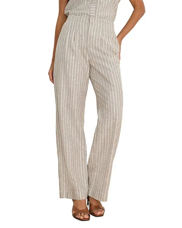 NIC+ZOE Lenox Wide Leg Striped Linen Blend Pants