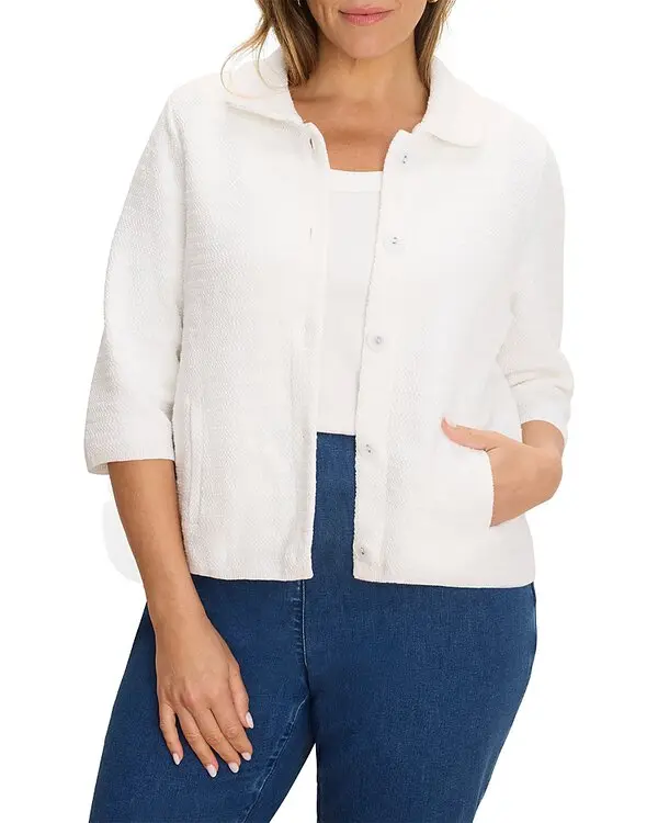 NIC+ZOE Textured Knit Jacket - Paper White