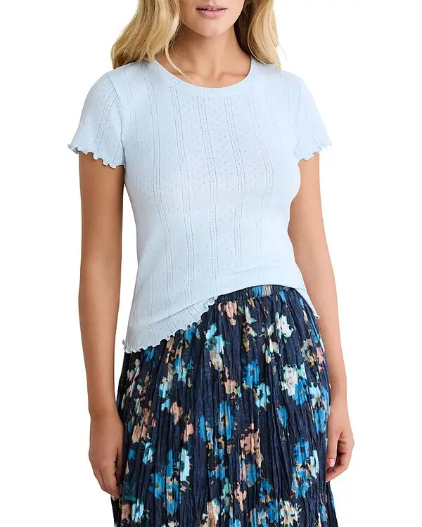 NIC+ZOE Nic+ Zoe Pointelle Ribbed Crewneck Tee - Crystal