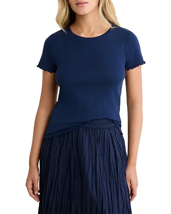 NIC+ZOE Nic+ Zoe Pointelle Ribbed Crewneck Tee - Ink