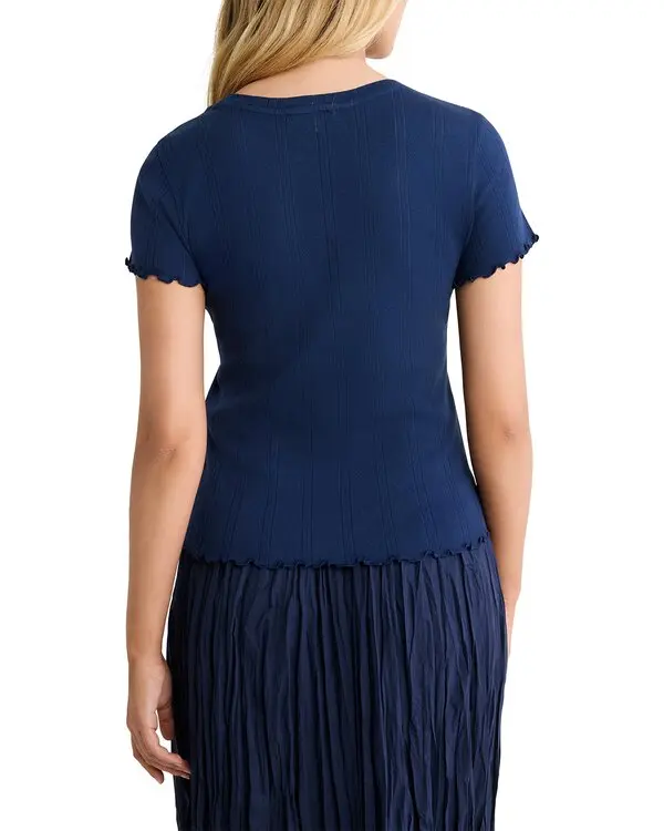 NIC+ZOE Nic+ Zoe Pointelle Ribbed Crewneck Tee - Ink