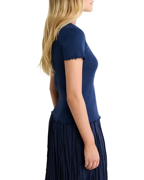 NIC+ZOE Nic+ Zoe Pointelle Ribbed Crewneck Tee - Ink