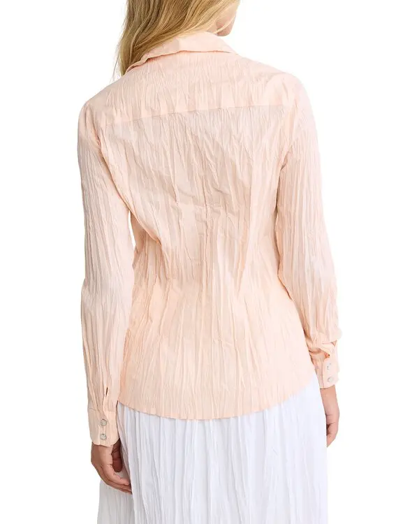 NIC+ZOE Crinkled Cotton Shirt - Orange Sherbert