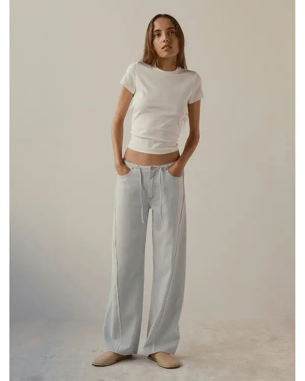 DL1961 Sienna Aura Low Slung Wide Leg Relaxed Jeans - Saltstone