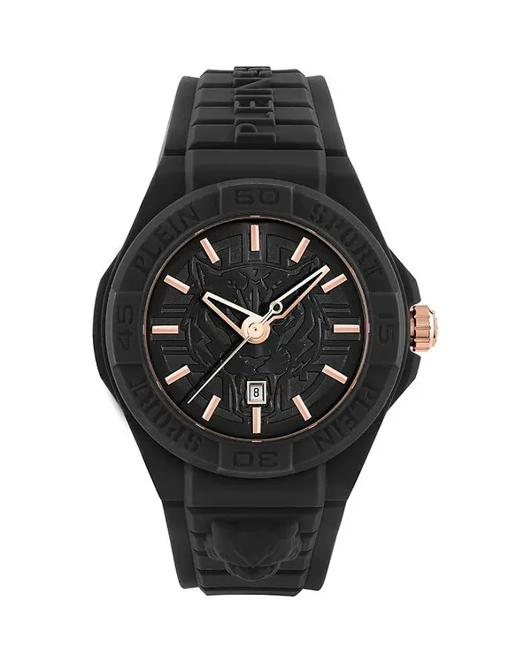 PLEIN SPORT Fearless Silicone Watch, 46mm - Black