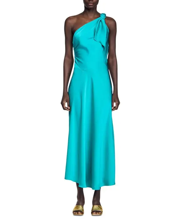 Sandro Satin Effect Maxi Dress With Bow