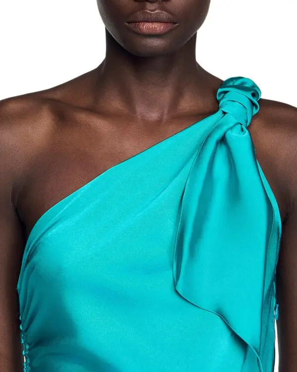 Sandro Satin Effect Maxi Dress With Bow