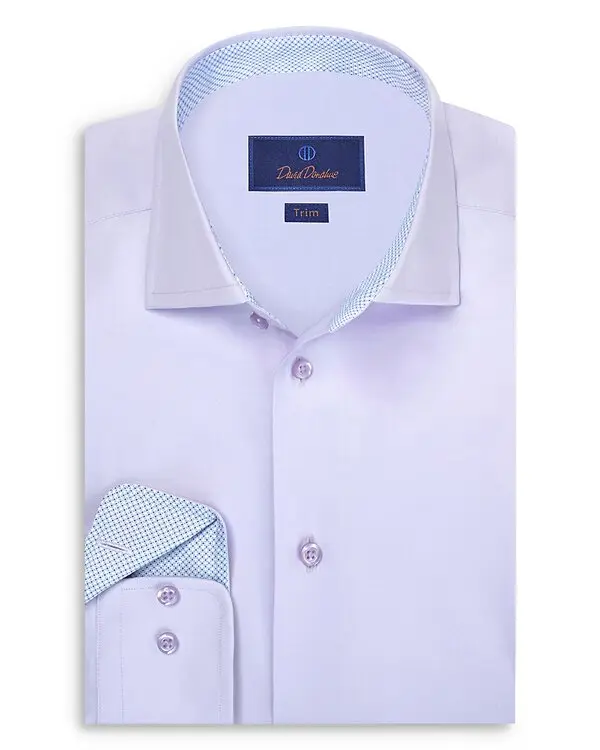 David Donahue Trim Fit Twill Solid Dress Shirt - Lilac