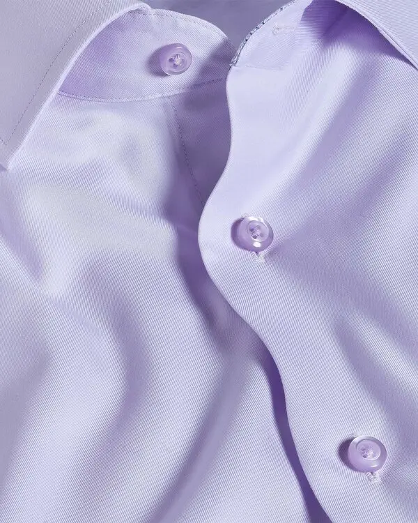 David Donahue Trim Fit Twill Solid Dress Shirt - Lilac
