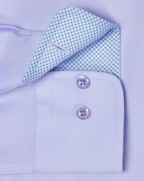 David Donahue Trim Fit Twill Solid Dress Shirt - Lilac
