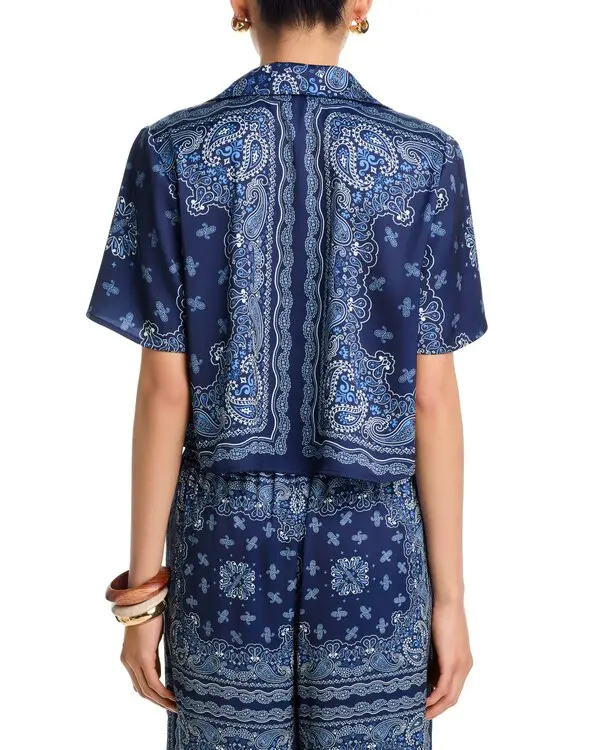Aqua Bandana Print Short Sleeve Top