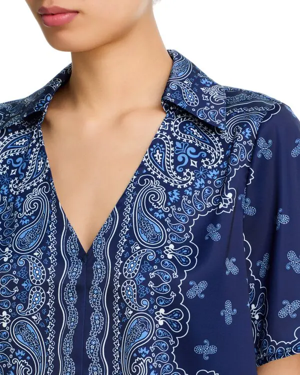 Aqua Bandana Print Short Sleeve Top