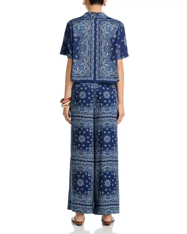 Aqua Bandana Print Short Sleeve Top