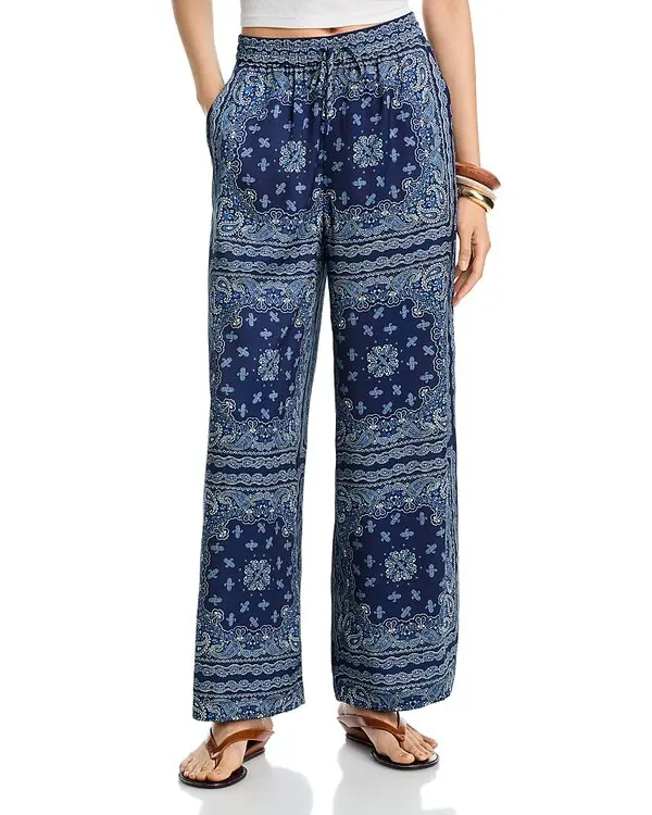 Aqua Bandana Wide Leg Pants Exclusive - Navy