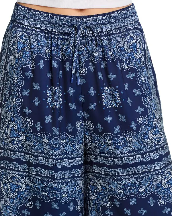 Aqua Bandana Print Wide Leg Pants
