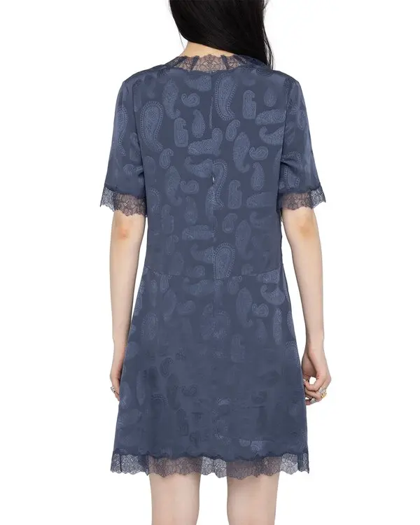 Zadig&Voltaire Redoxa Silk Paisley Jacquard Dress With Lace Trim
