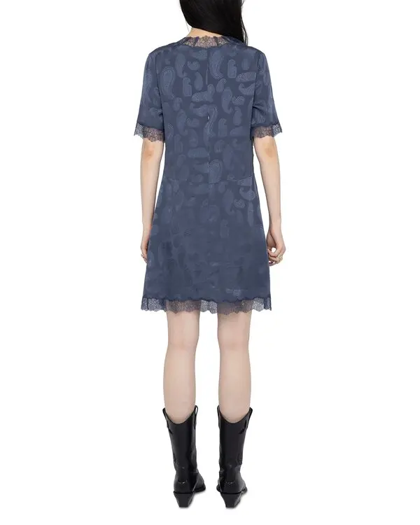 Zadig&Voltaire Redoxa Silk Paisley Jacquard Dress With Lace Trim