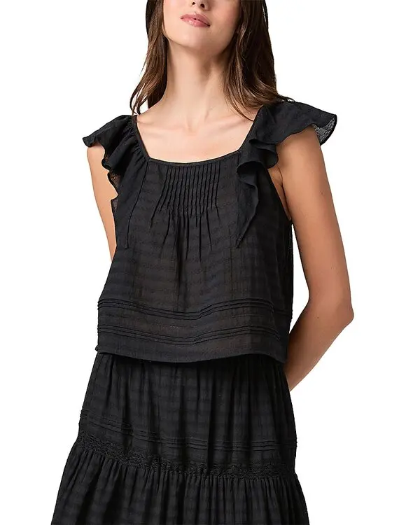 Paige Oaks Pintuck Top - Black