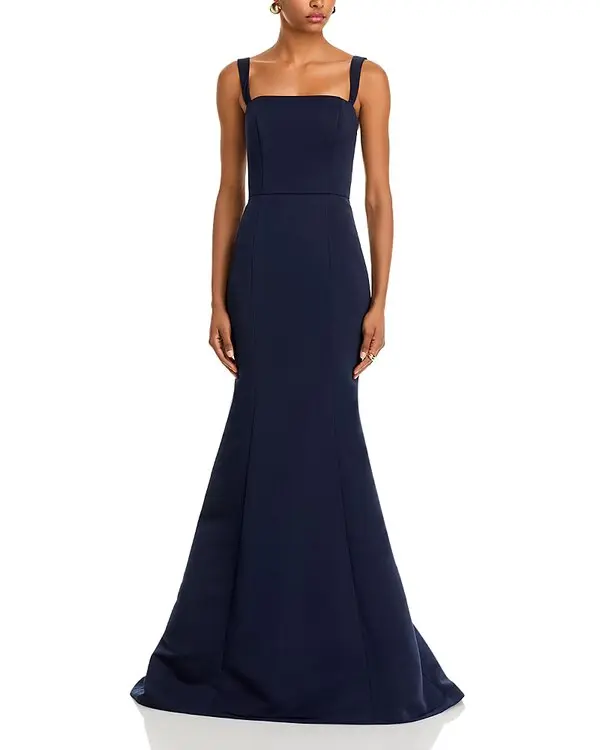 Amsale Ida Square Neck Gown - Navy