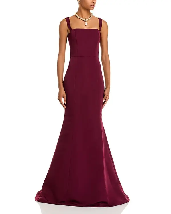 Amsale Ida Square Neck Gown - Ruby