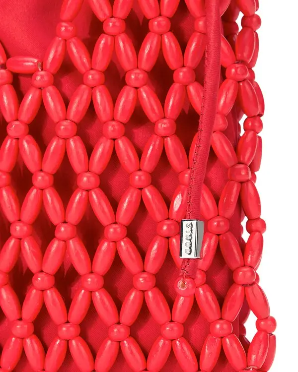 Staud Kelly Beaded Bucket Bag - Red Rose
