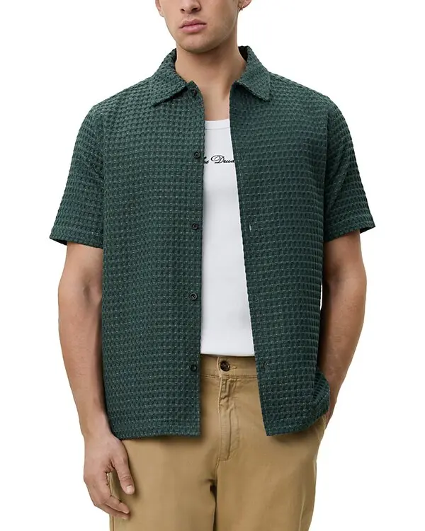 LES DEUX Check Seersucker Short Sleeve Shirt